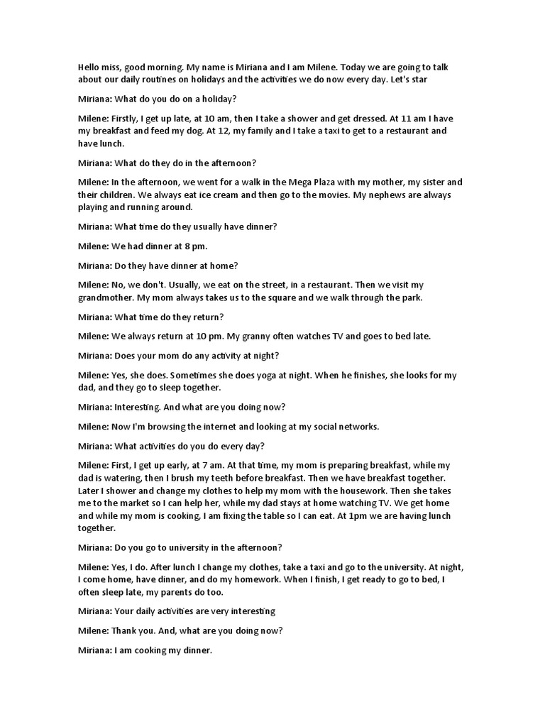 Dialogo S5 Part 1 | PDF | Dinner | Meal