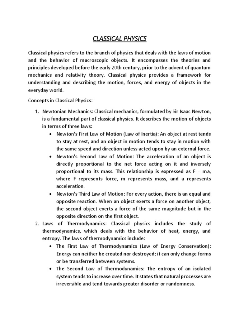 Classical Physics | PDF | Classical Mechanics | Force