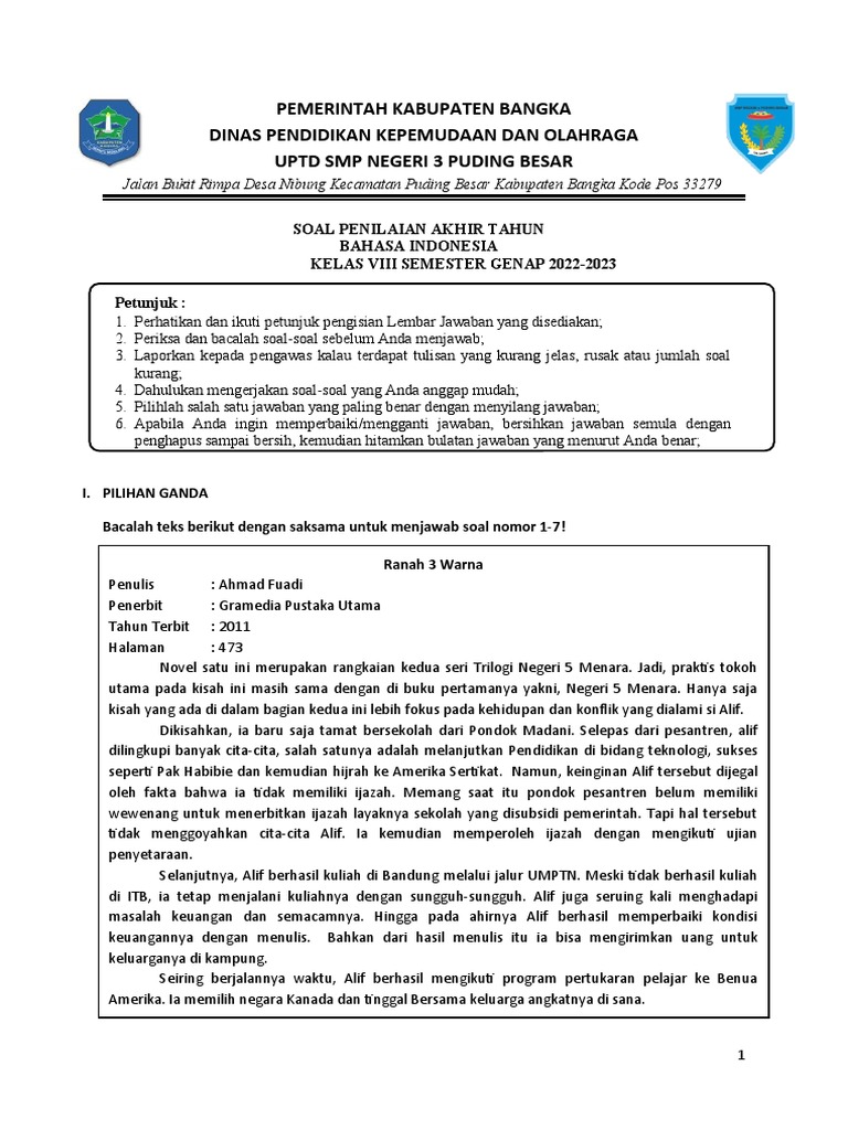 Soal Pat Kelas 8 2022-2023 | PDF
