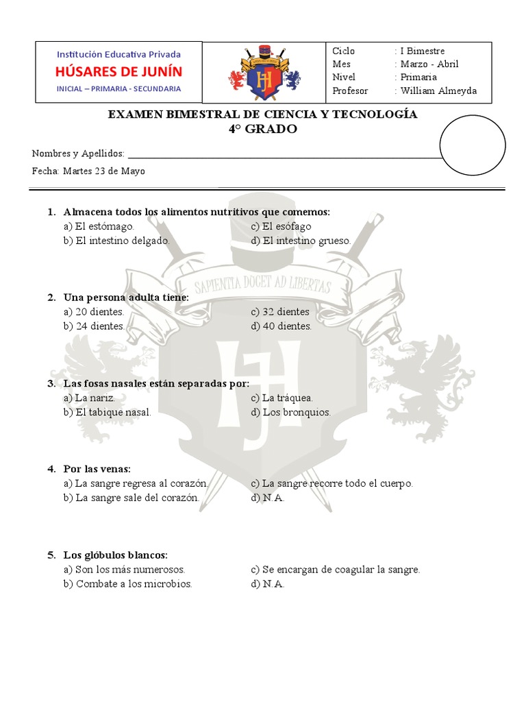 EXAMEN BIMESTRAL DE Cyt | PDF