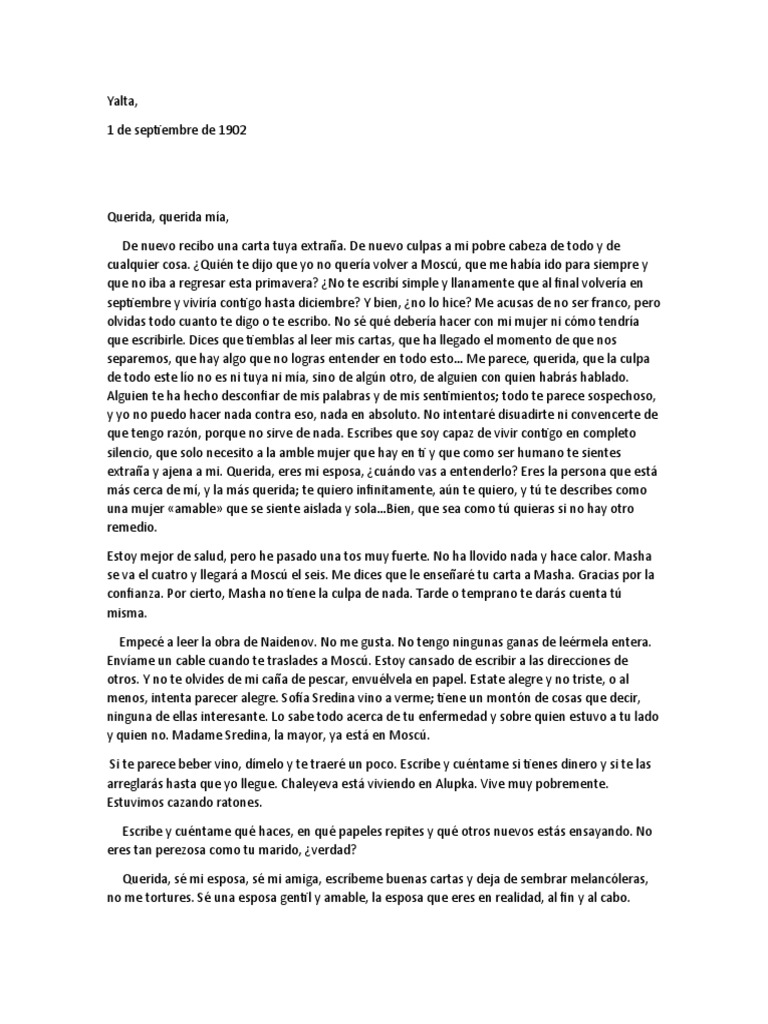 Cartas de Chejov a Olga Knipper | PDF