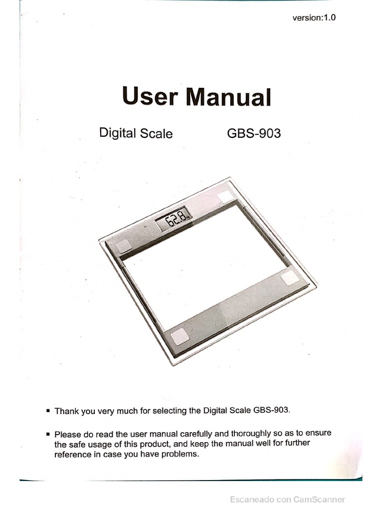 Manual - Bascula Transtek GBS-903 | PDF
