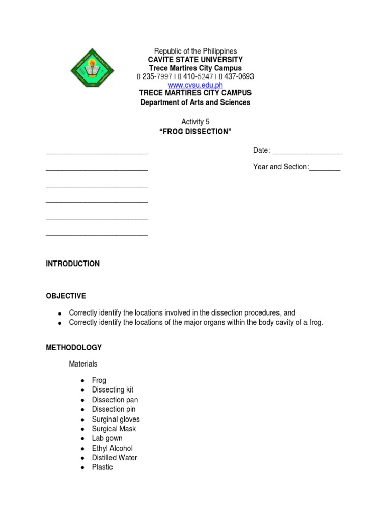 Frog Dissection Guide and Anatomy | PDF | Small Intestine ...