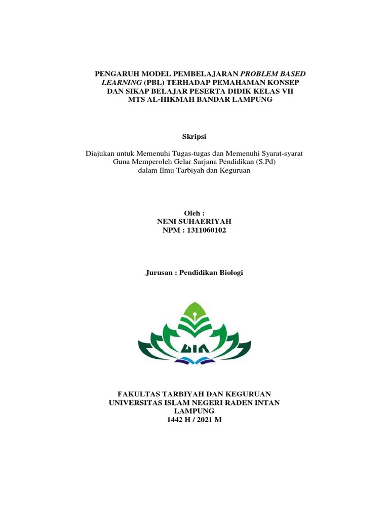 COVER, BAB 1. BAB 2 DAPUS NENI SUHAERIYAH Pemahaman Konsep | PDF