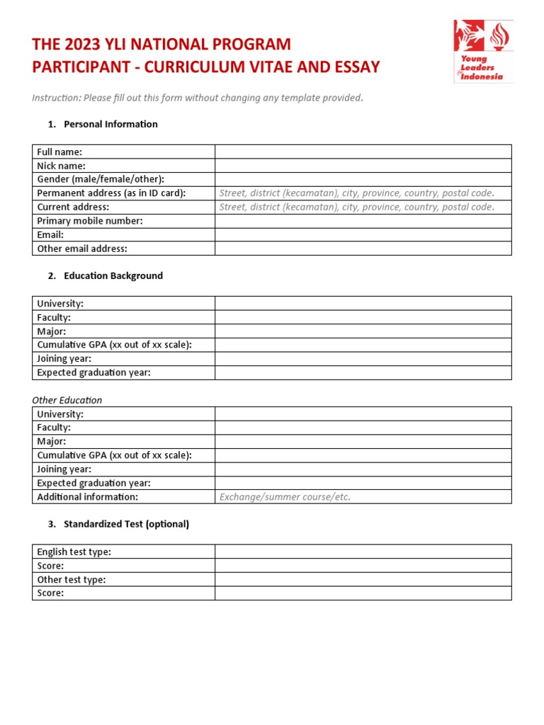 2023 YLI National Program Application | PDF | Career & Growth | Business