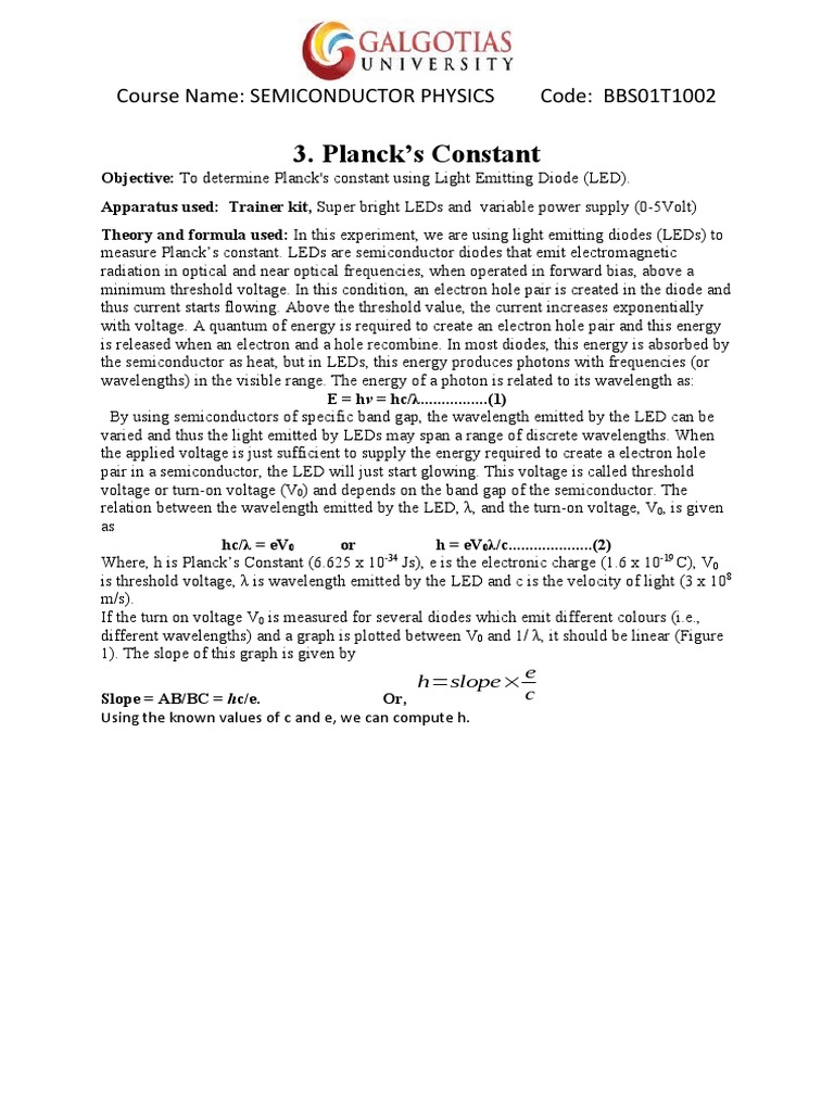 Planck's Constant | Download Free PDF | Light Emitting Diode | Diode