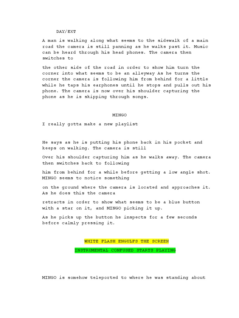 The Button Final Script | PDF | Camera