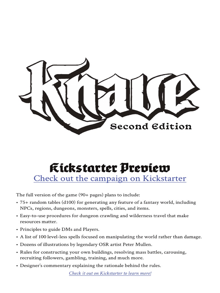 Knave 2e Kickstarter Preview | PDF | Rain | Fog