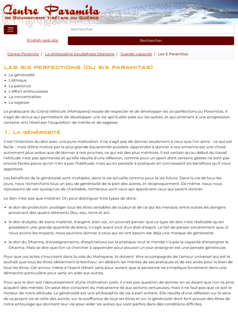 Les 6 Paramitas - Centre Paramita | PDF