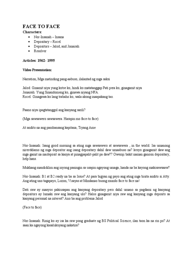 Face to Face script | PDF