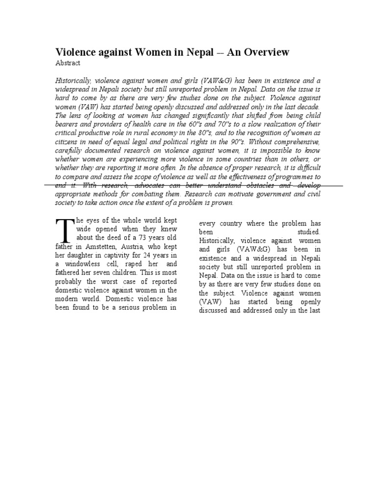 Violence Against Women in Nepal | PDF | Domestic Violence | Violence