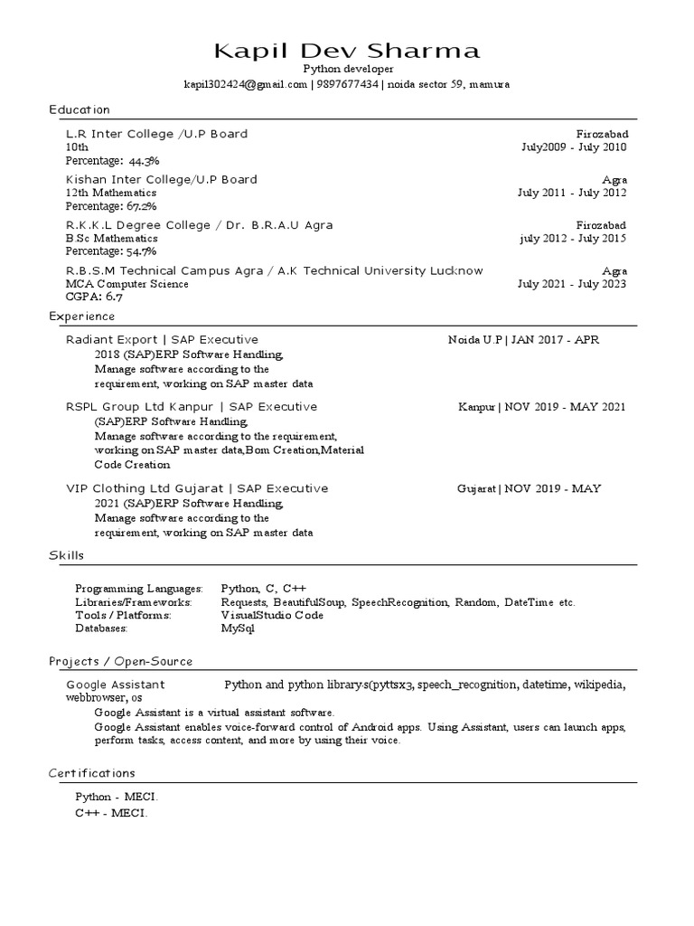 Kapil's Resume-Hackerresume | PDF | Software | Information Technology