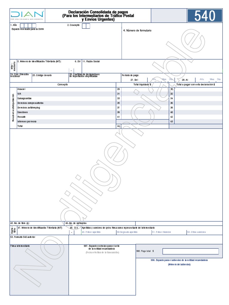 Formulario 540 2021 | PDF | aduana | Arancel