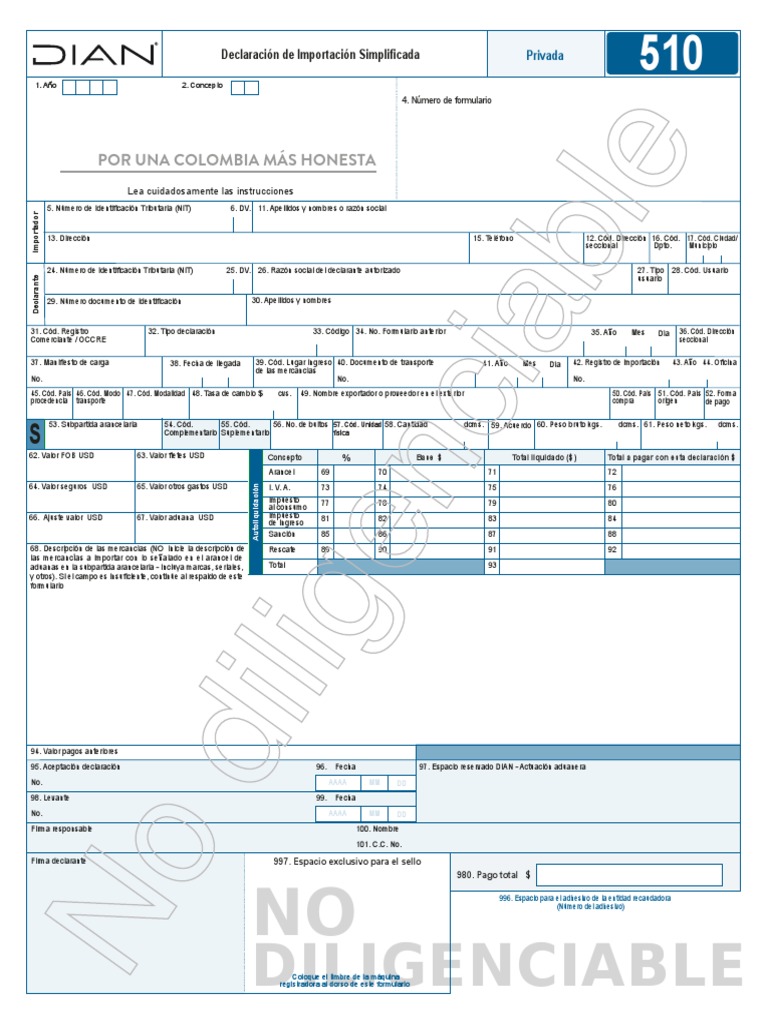 Formulario 510 2021 | PDF | aduana | Arancel
