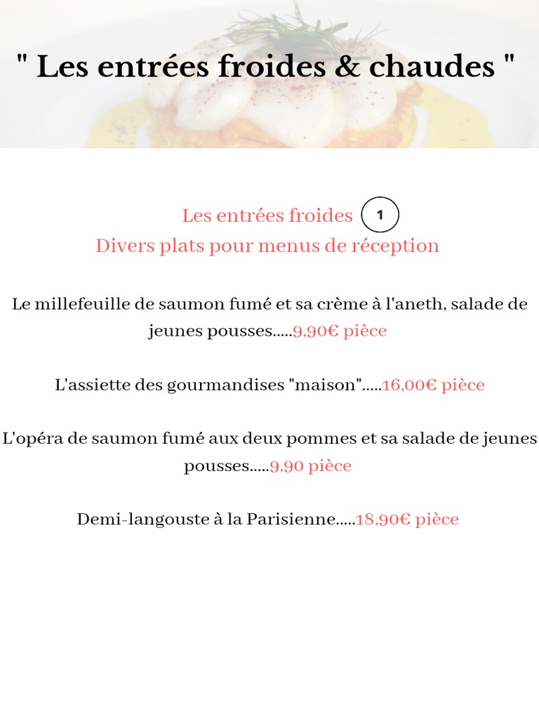 Entrées Froides et Chaudes Traiteur | PDF