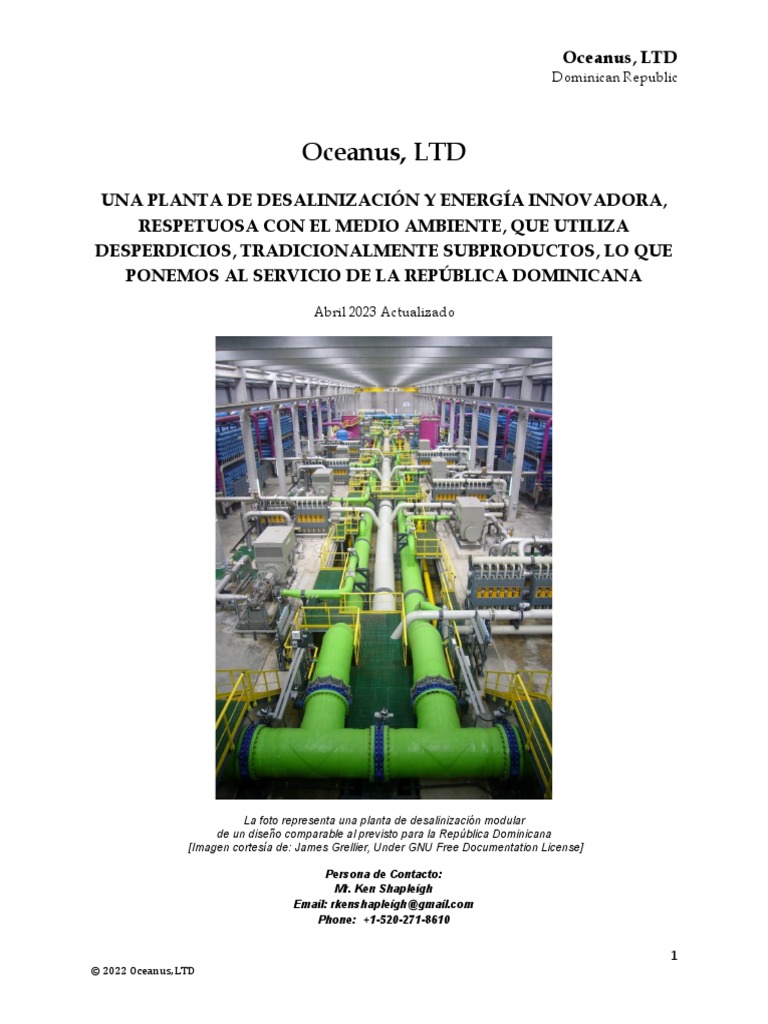 DR Plan Oceanus Abril | PDF | Desalinización | Agua