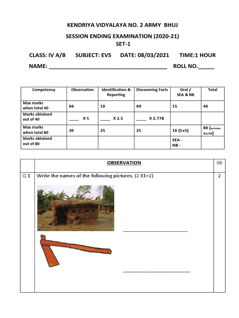 SA2 QP Class IV Evs MP | PDF | Food And Drink | Cooking