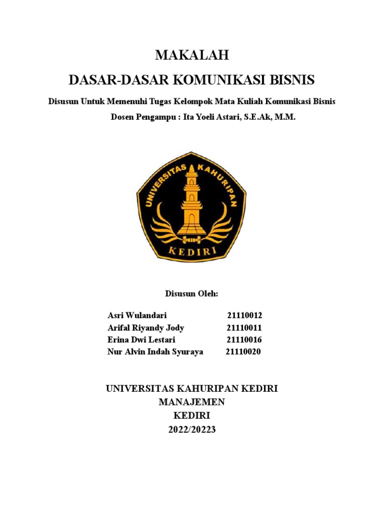 Dasar-Dasar Komunikasi Bisnis - Kel3 | PDF