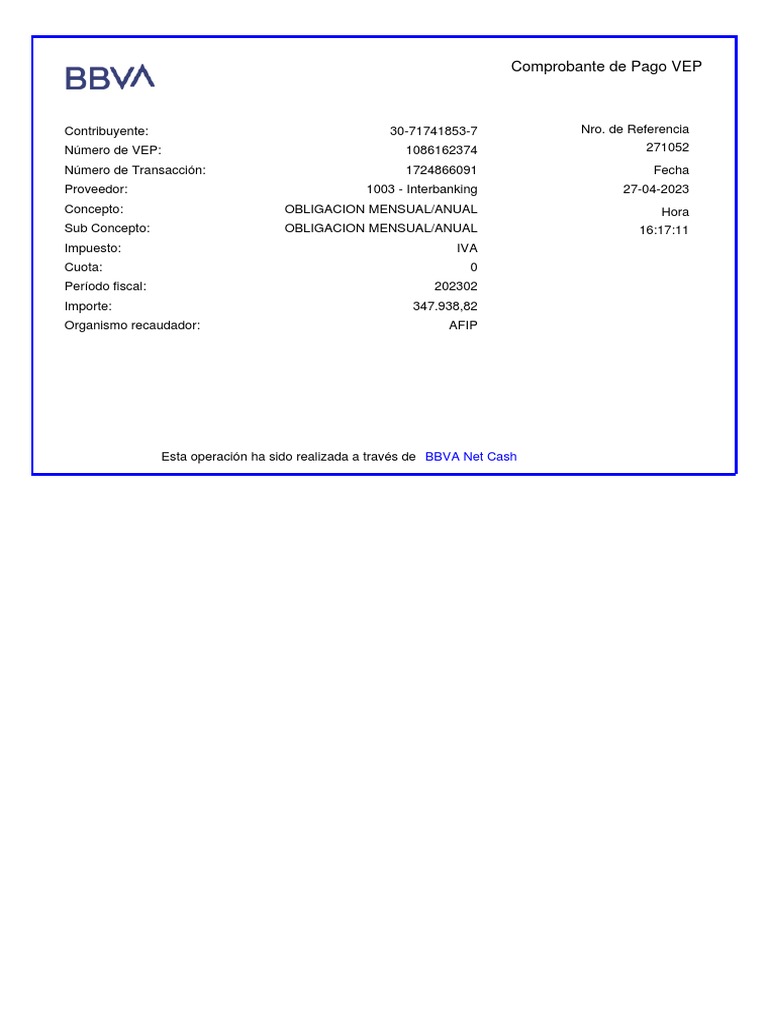 Comprobante Pago Afip | PDF