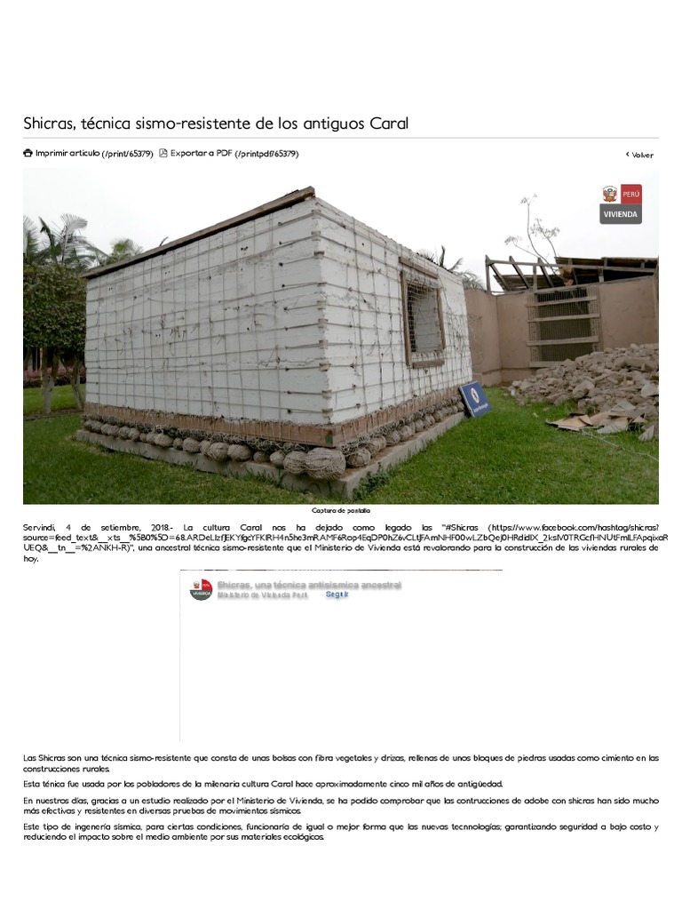 Shicras, Técnica Sismo-Resistente de Los Antiguos Caral - Servindi ...