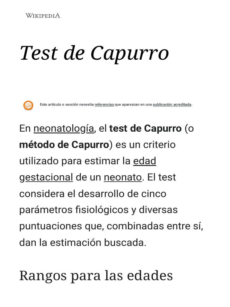 Test de Capurro - Wikipedia, La Enciclopedia Libre | PDF ...