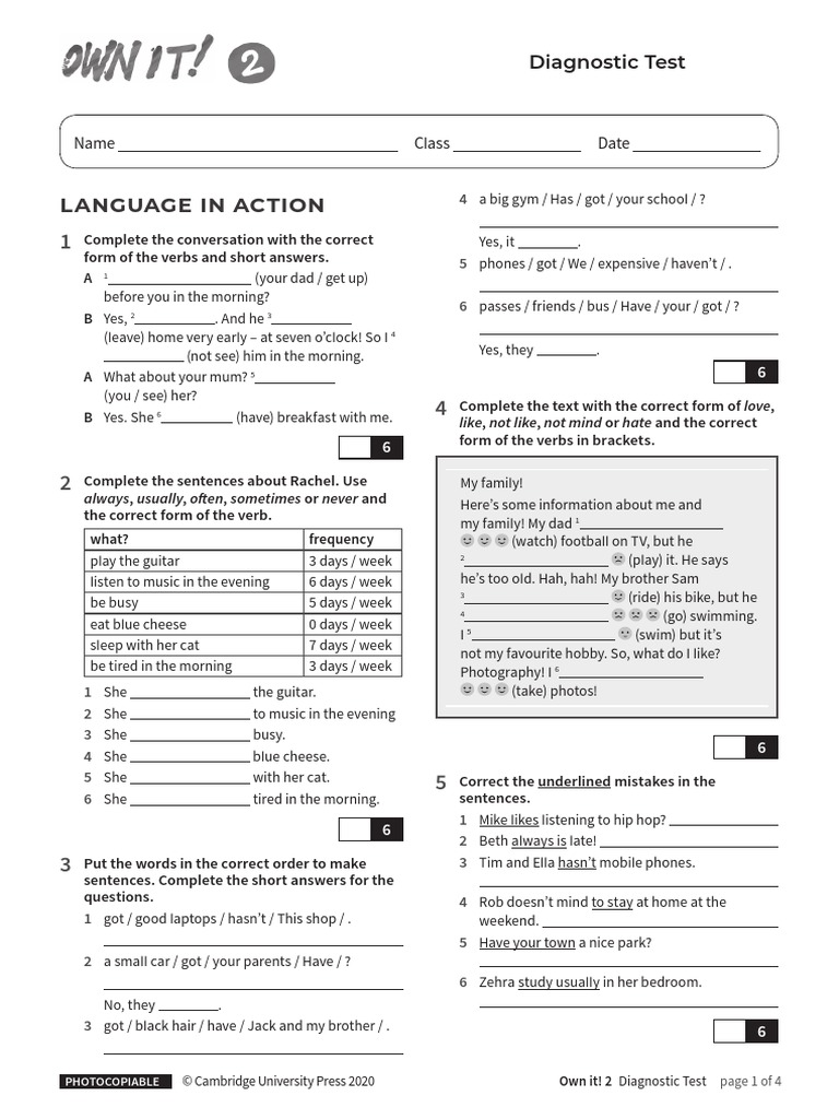 English Diagnostic Test for Beginners | PDF | Language Arts & Discipline