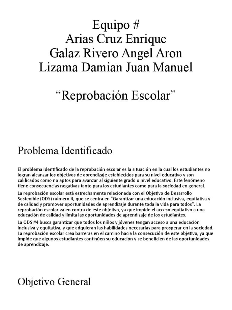 Impacto de la Reprobación Escolar en ODS 4 | PDF | Aprendizaje ...