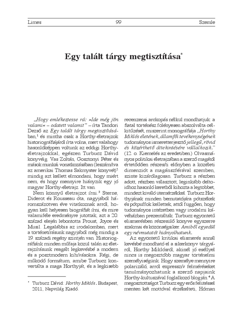 Turbucz David Horthy Miklos | PDF