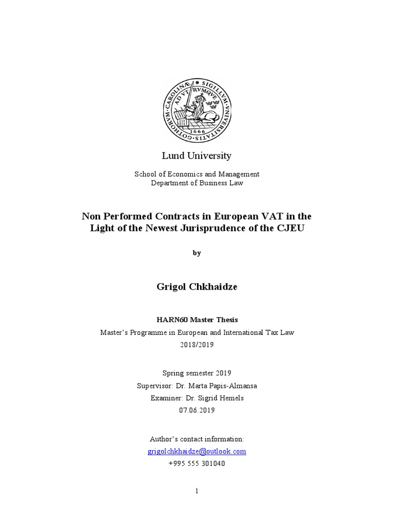 Thesis Final Manuscript Grigol Chkhaidze | PDF | Value Added Tax | Taxes