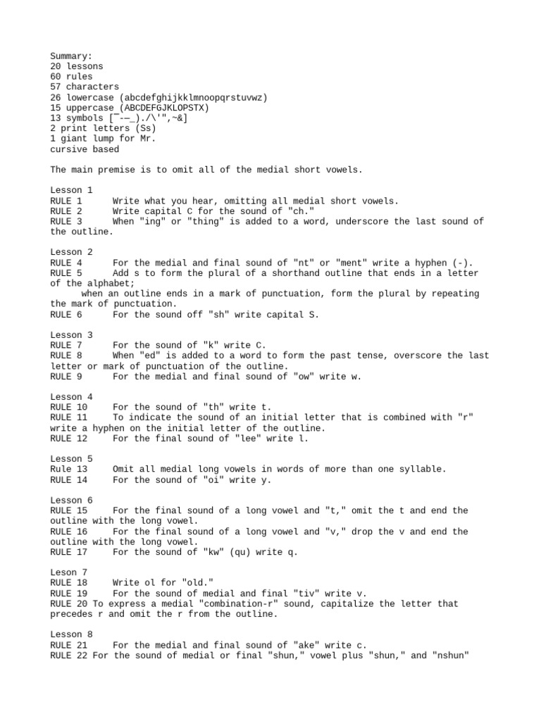 Speedwriting Premier Rules | PDF | Letter Case | Written Communication