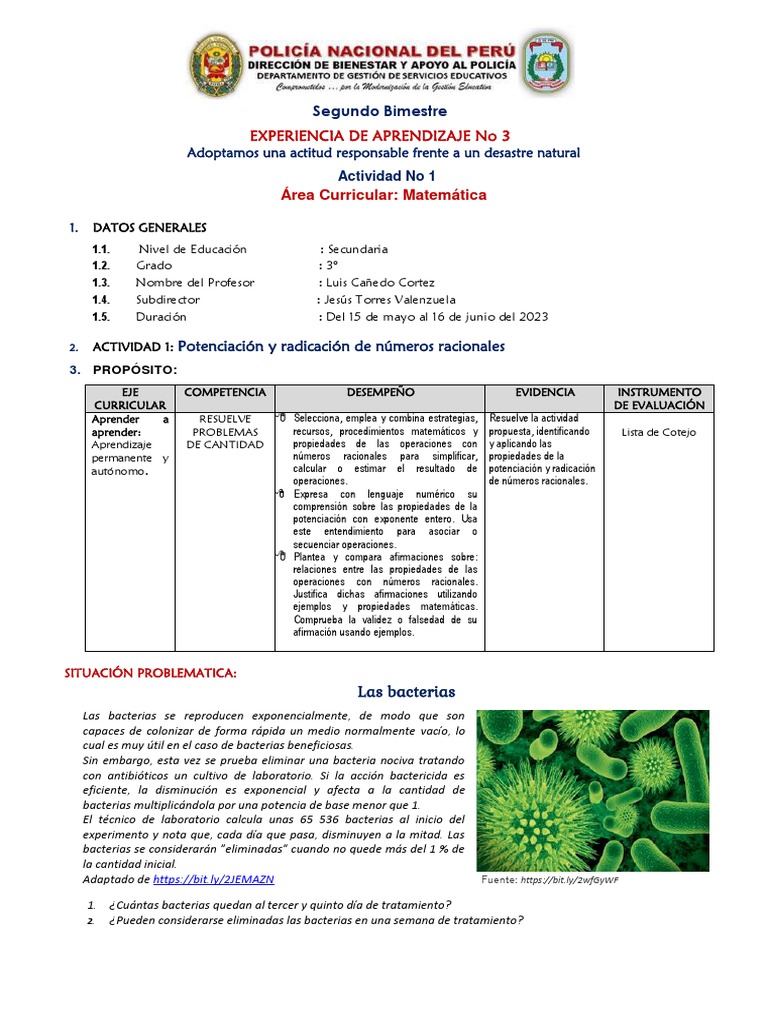 ACTIVIDAD 1 - EDA 3 - 3ro - Sec - 2do Bim TFG | PDF | Exponenciación | Aritmética