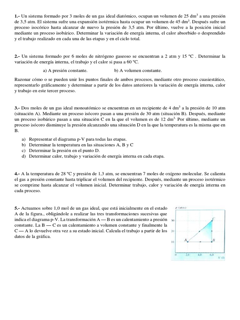 Ejercicios 1er Principio Termodinámica | PDF