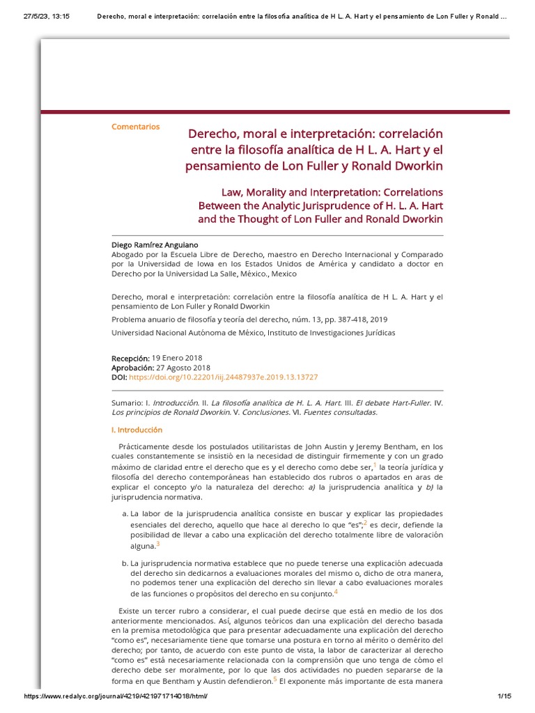 Derecho, Moral e Interpretación - Correlación Entre La Filosofía ...