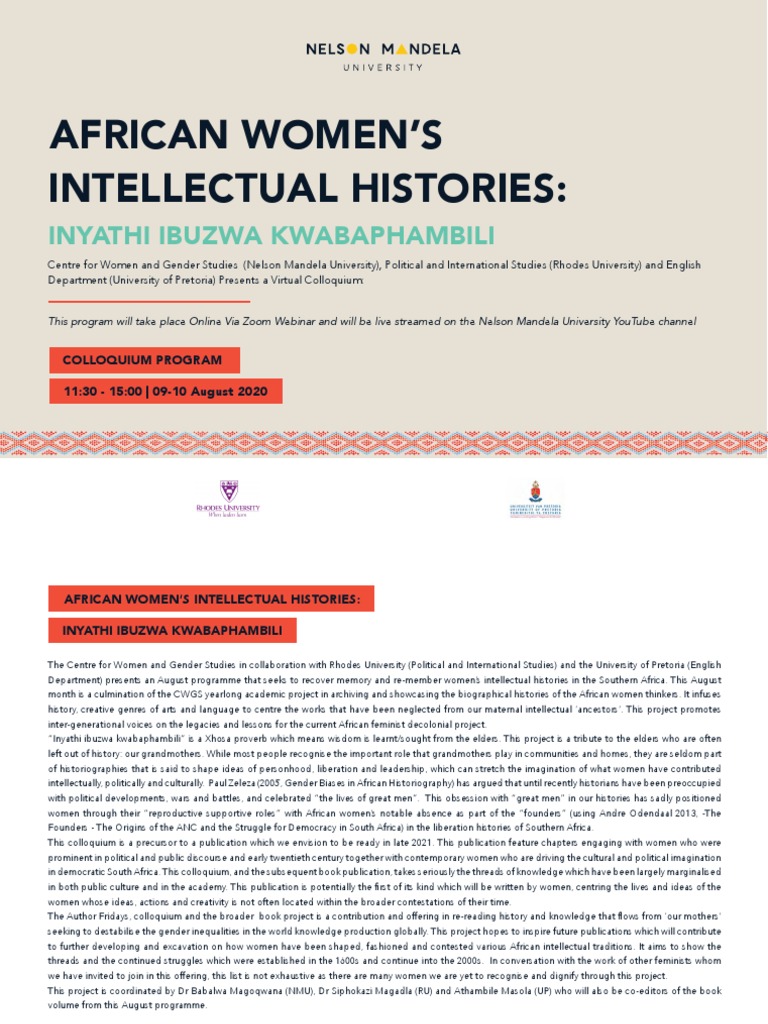 Celebrating The African Women Intellectuals - Colloquium | PDF | Doctor ...