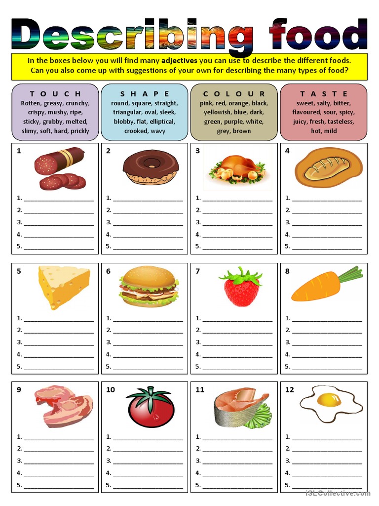 Describing Food (Adjectives) | Download Free PDF | Foods | Food And Drink