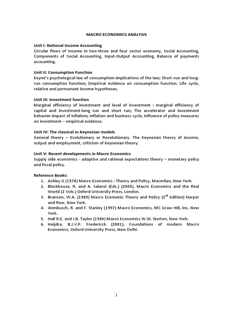 Macro Economics Analysis Unit I: National Income Accounting | PDF ...