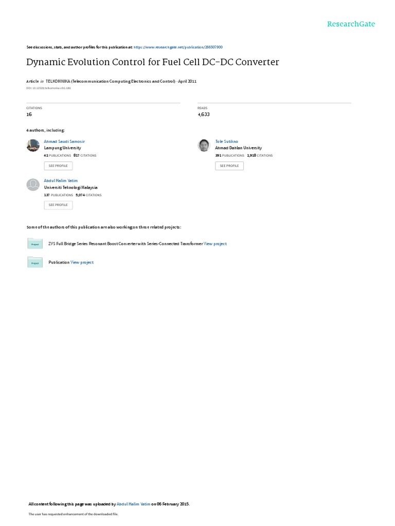 Dynamic Evolution Control For Fuel Cell DC-DC Conv | PDF