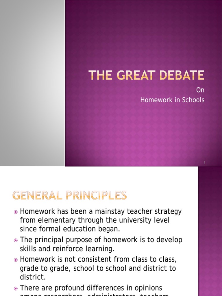 The Great Debate | PDF | Homework | Teachers