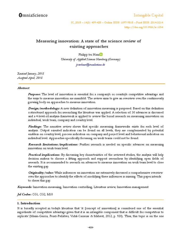 Measuring Innovation A State of The Science Review | PDF | Innovation | Quantitative Research
