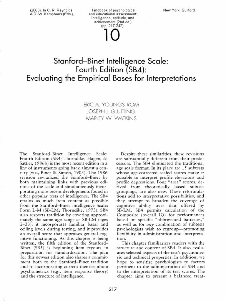 SB4 (2003) | PDF | Wechsler Adult Intelligence Scale | Cognitive Science