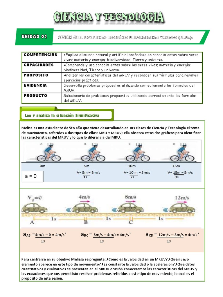 Sesión 5 Mruv | PDF | Aceleración | Velocidad