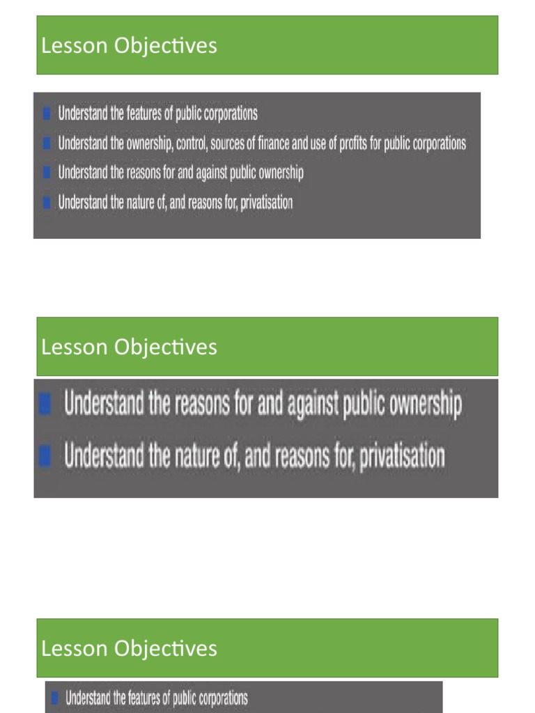 Public Corporations: Objectives & Features | PDF | Business