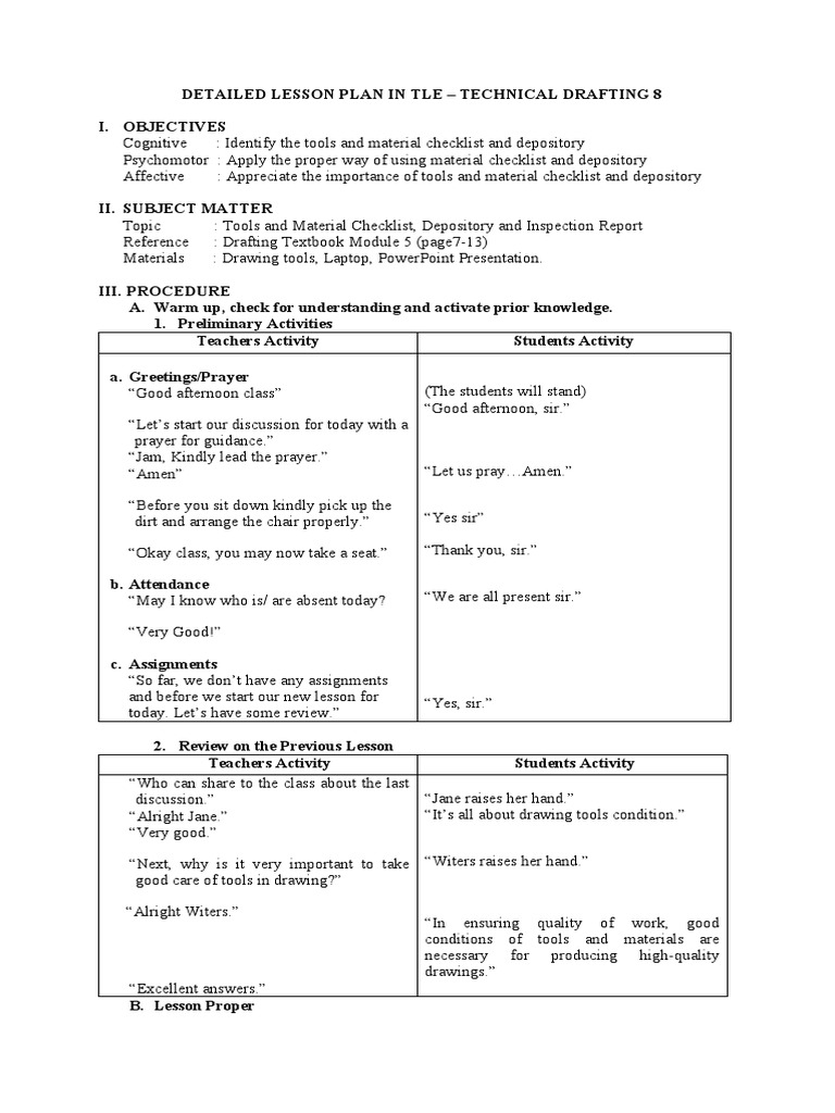 LP M6. Tools and Materials Checklist and Depository | PDF | Teachers | Learning