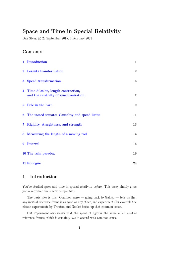 Space and Time | PDF | Spacetime | Special Relativity