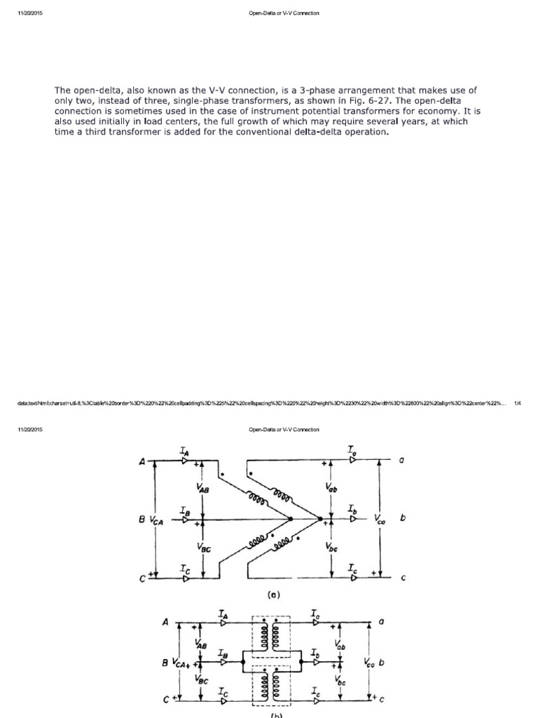 Open-Delta or V-V Connection | PDF
