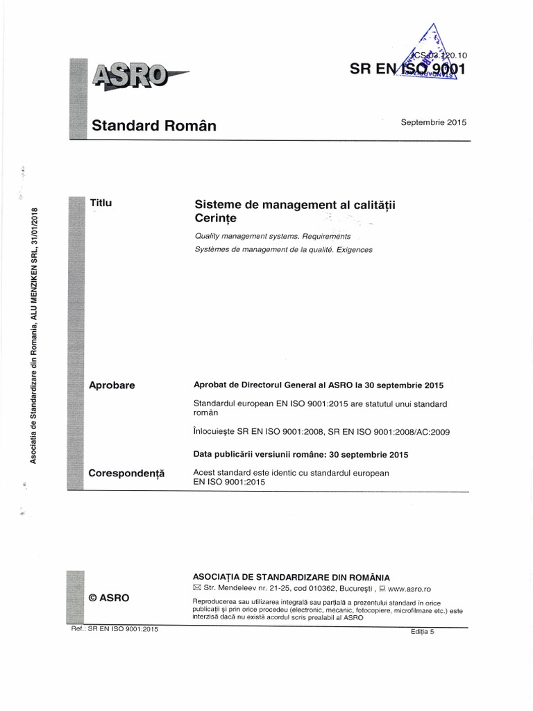 SR en Iso 9001-2015 | PDF