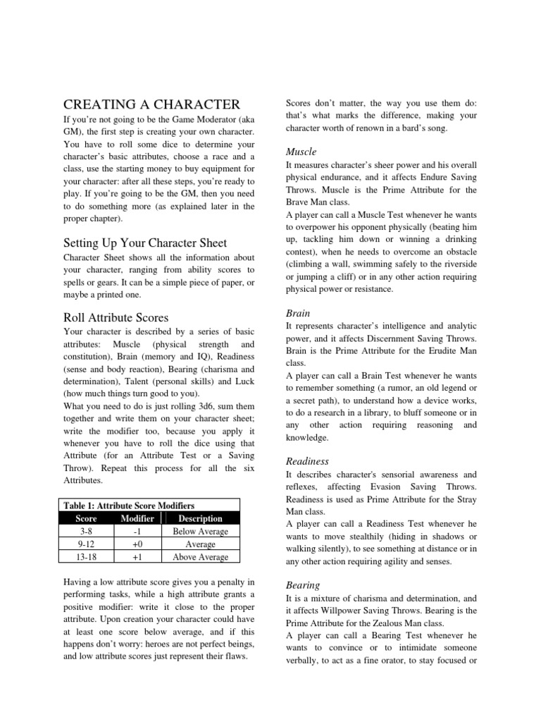 How to Create a Game Character | PDF | Role Playing Games | Leisure