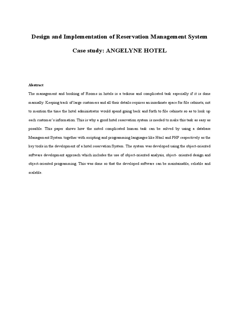 Hotel Reservation System Design Overview | PDF | Password | Databases