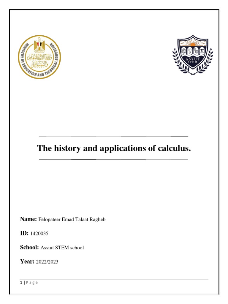 Felopateer Emad Talaat - Math Research Psper - The History and Applications of Calculus | PDF ...