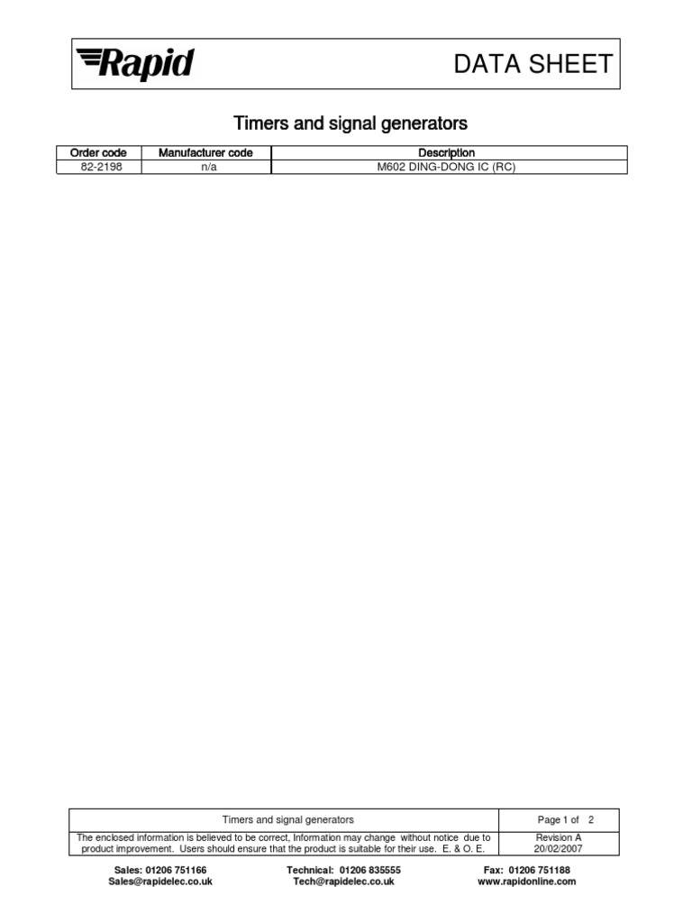 Timers and Signal Generators Data Sheet | PDF
